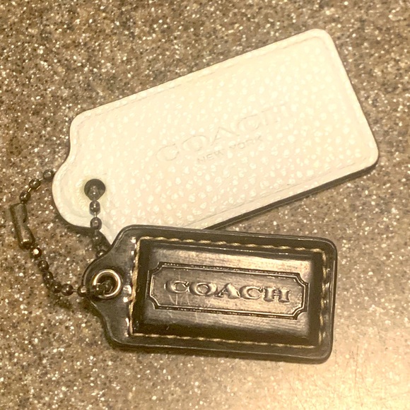 Coach | Accessories | Coach Black Leather Gray Leather Handbag Hang ...